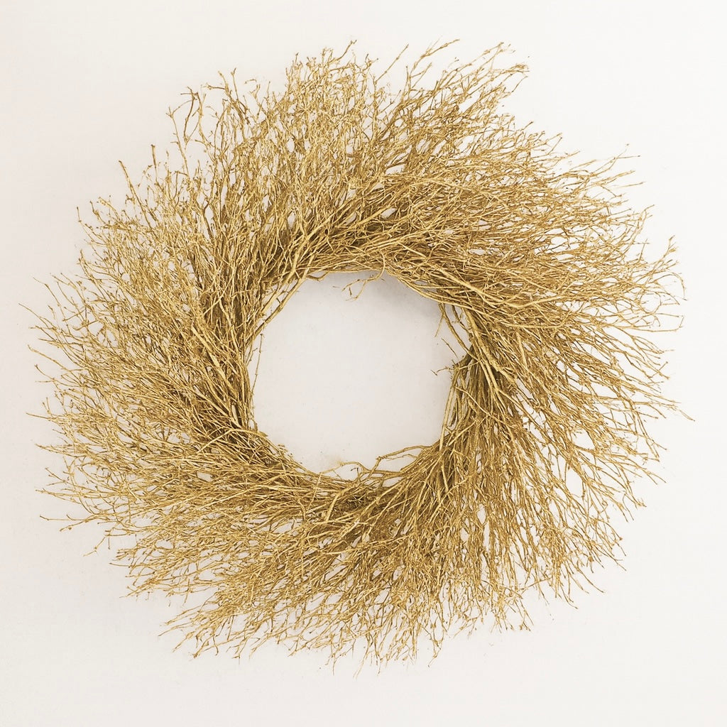 Dried Quail Brush Gold Twig Wreath – VanCortlandt Farms